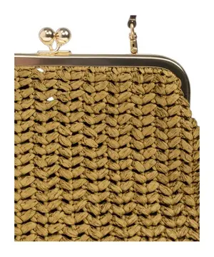 COACH Kisslock Frame Interwoven Tote Bag