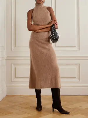 LISA YANG Asta Cashmere Midi Skirt - Camel
