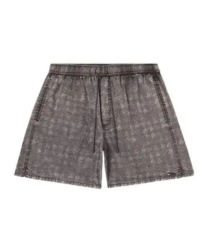DIESEL® Houndstooth Drawstring Swim Shorts - Gray
