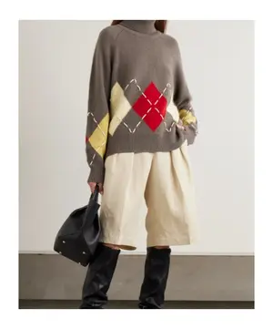 Arch4 Courchevel Embroidered Argyle Cashmere Sweater