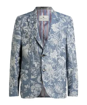 Etro Single-breasted Floral Jacquard Jacket - Gray
