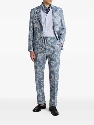 Etro Single-breasted Floral Jacquard Jacket - Gray