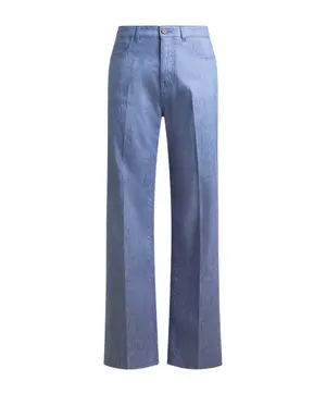 Etro Straight-leg Linen-blend Denim Jeans With Pressed Creases