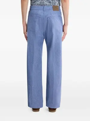 Etro Straight-leg Linen-blend Denim Jeans With Pressed Creases