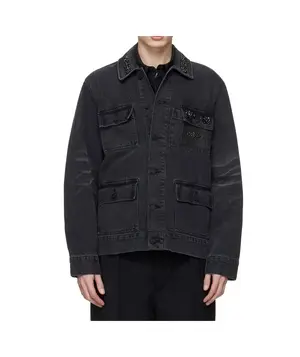 Simone Rocha Distressed Denim Jacket With Crystal Embellishments - Black