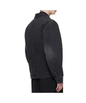 Simone Rocha Distressed Denim Jacket With Crystal Embellishments - Black