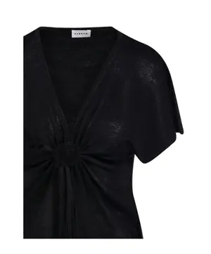 P.a.r.o.s.h Babygirl" Ruched Drawstring Top V-neck, Short Sleeve