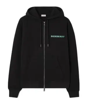 Burberry Heritage Logo Cotton Zip Hoodie - Black