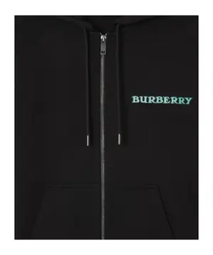 Burberry Heritage Logo Cotton Zip Hoodie - Black