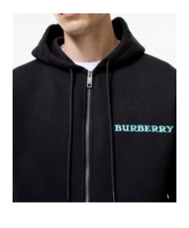 Burberry Heritage Logo Cotton Zip Hoodie - Black