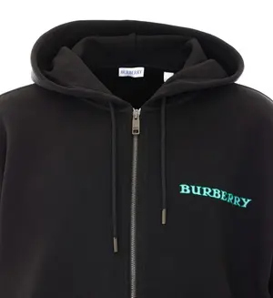 Burberry Heritage Logo Cotton Zip Hoodie - Black