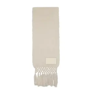 JIL SANDER Wool Blend Scarf - Ivory White