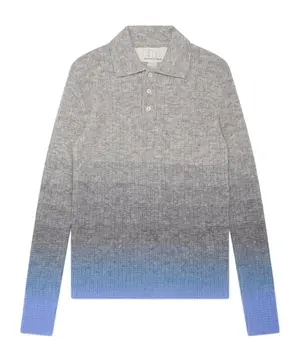 ERL Long Sleeve Ribbed Polo Shirt - Gray/blue