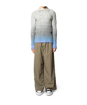 ERL Long Sleeve Ribbed Polo Shirt - Gray/blue