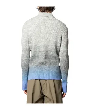 ERL Long Sleeve Ribbed Polo Shirt - Gray/blue