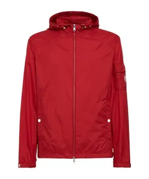 Moncler Hooded Nylon Rain Jacket - Red