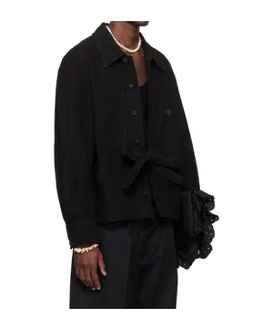 Simone Rocha Denim Jacket With Crystal-cut Appliqué Logo
