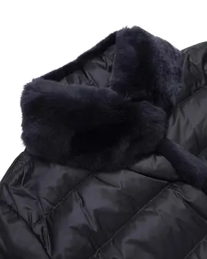 Max Mara Long-sleeved Quilted Down Jacket With Fur Trim