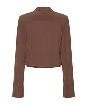 ROTATE BY BIRGER CHRISTENSEN Pleated Long-sleeve Blouse - Brown