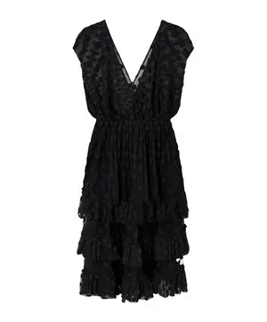 Dries Van Noten Polka Dot Ruffled Mesh Dress - Black