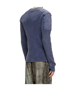 DIESEL® K-martin Panelled Ribbed Jumper - Blue