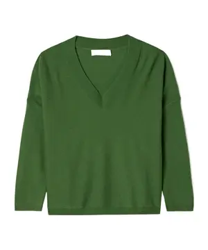 Arch4 Logo V-neck Long Sleeve Sweater - Green