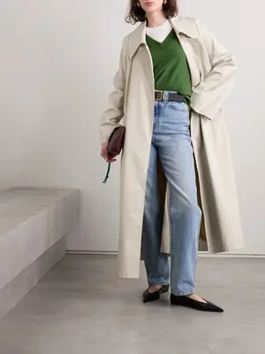 Arch4 Logo V-neck Long Sleeve Sweater - Green