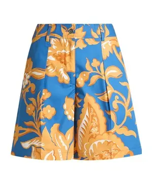 Etro Pleated Shorts With Floral Print - Blue