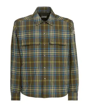 Moncler Plaid Shirt Jacket With Logo Patch