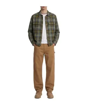 Moncler Plaid Shirt Jacket With Logo Patch