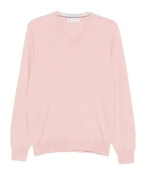 Brunello Cucinelli V-neck Cashmere Sweater - Pink