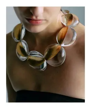 MONIES Sava Necklace With Gold Foil Accents - White