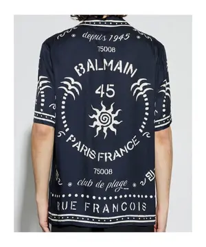Balmain Printed Camp Shirt - Black