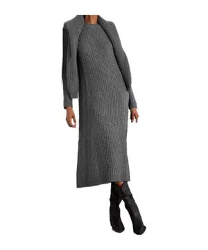 LISA YANG Nyla Cable-knit Cashmere Midi Dress - Gray