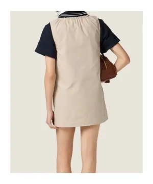 Miu Miu Panama Cotton Dress With Leather Tie Detail