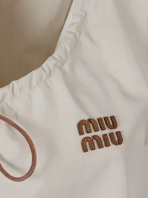 Miu Miu Tie-neck Logo Mini Dress