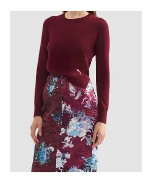 Erdem Long-sleeved Cashmere Knit Sweater With Embroidered Floral Detail - Red