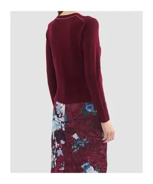 Erdem Long-sleeved Cashmere Knit Sweater With Embroidered Floral Detail - Red