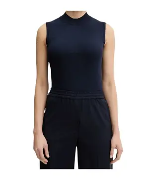 Max Mara Sleeveless Vest With Elastic Ribbed Neckline