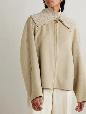 JOSEPH Cooksey Wool & Cashmere Blend Zip-up Jacket - Beige