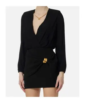 Elisabetta Franchi Georgette Bodysuit With Embellished Pendant Necklace