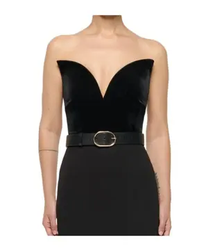 Roland Mouret Structured Plunge Velvet Top