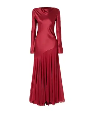 Tove Cordelia Silk Long Dress - Red
