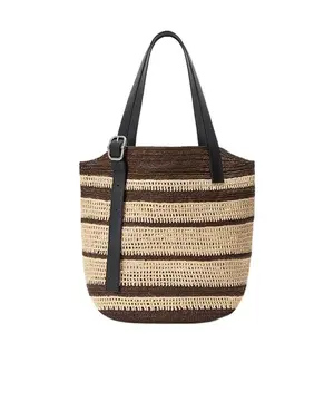 Loewe Loop Basket Striped Shoulder Bag - Chocolate/natural
