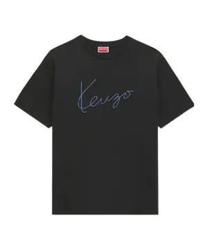 Kenzo Logo Embroidered Crewneck T-shirt - Black