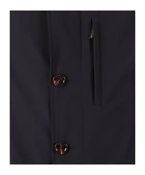 MOORER Hooded Buttoned Jacket - Blue