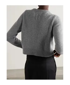 NILI LOTAN Crew Neck Sweater With Ribbed Cuffs And Hem - Gray