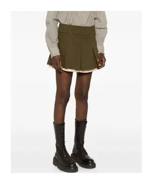 R13 Pleated Mini Skirt - Green