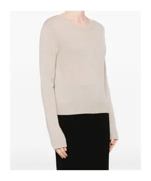 LISA YANG Mable" Crew Neck Ribbed Knit Sweater - Beige