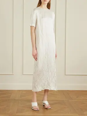 Khaite Webber Crinkled-voile Midi Dress - No